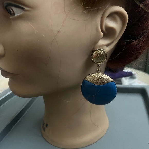 unbranded | Jewelry | Blue Gold Earrings Dangle Round Circle Pierced Mermaid Mermaidcore ...